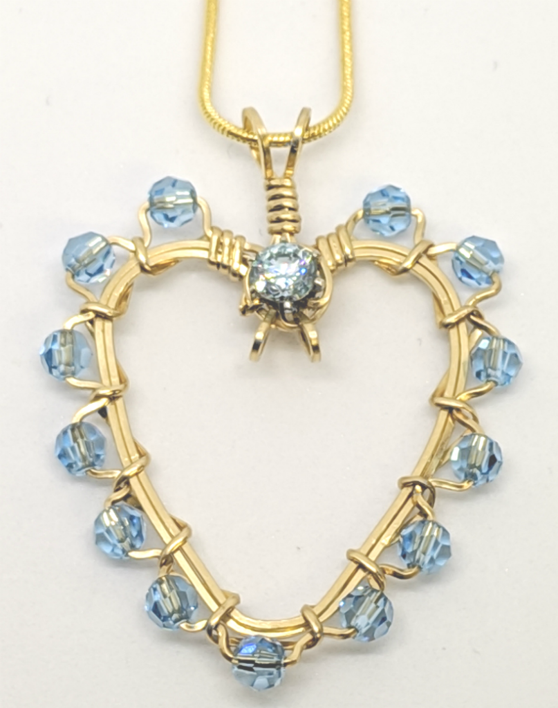 Blue Crystal Heart Wrapped Pendant – Wyoming Angels